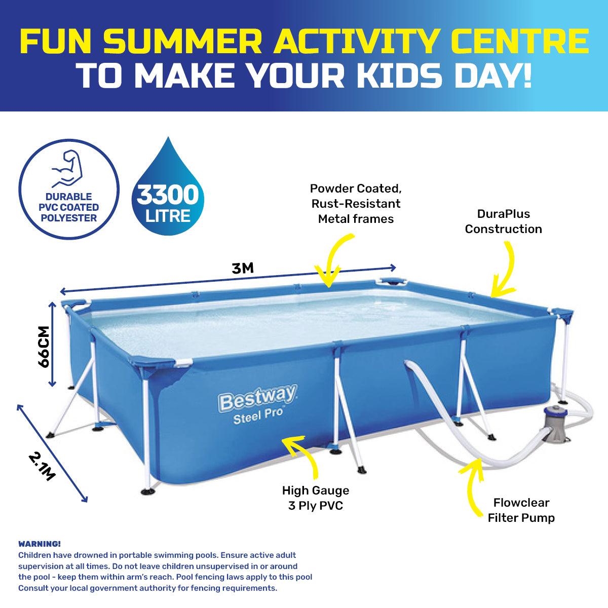 Bestway 3m x 2.1m Above Ground Pool High Gauge PVC Construction 3300 L