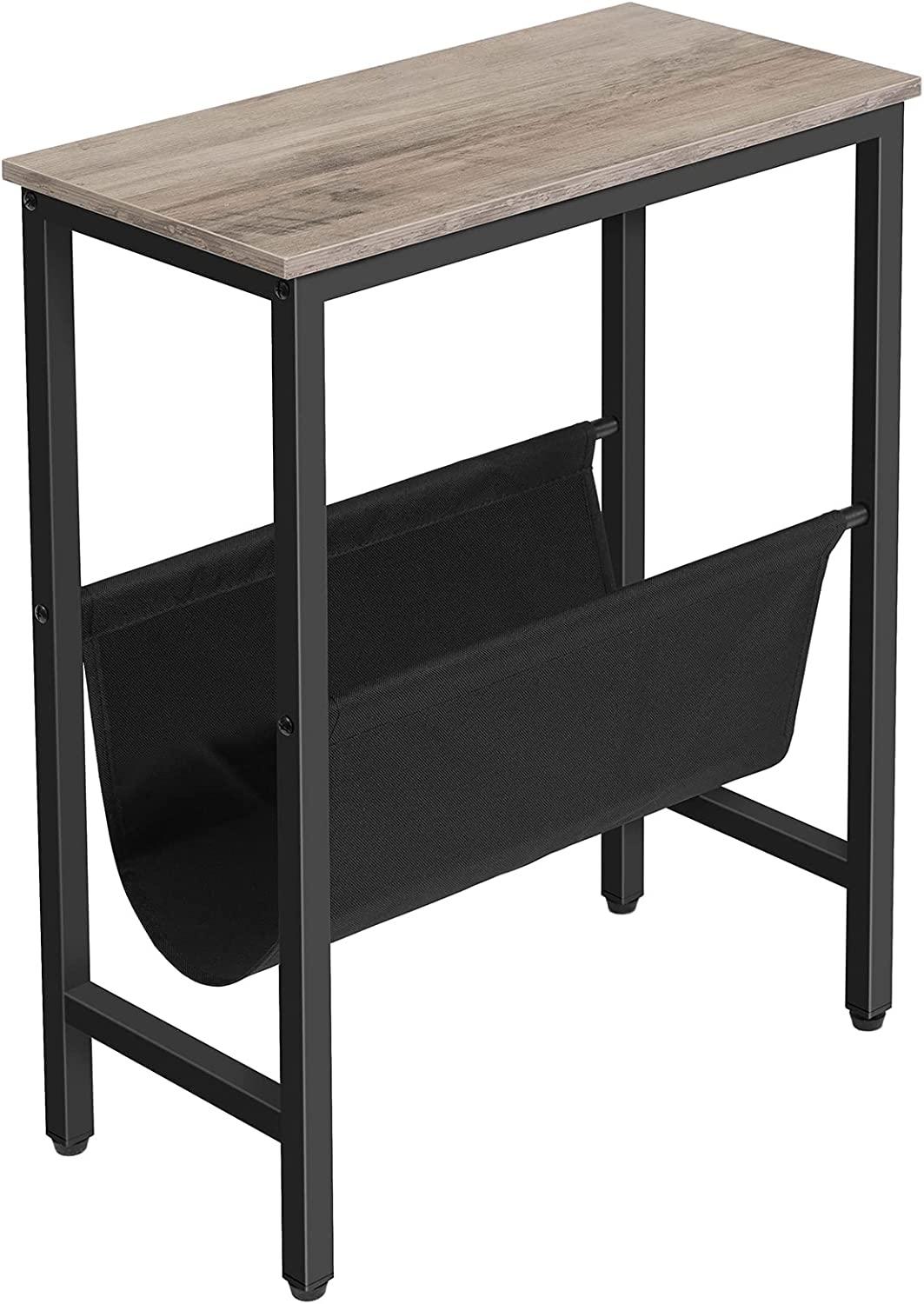 Industrial Side Table with Magazine Holder Sling and Metal Structure