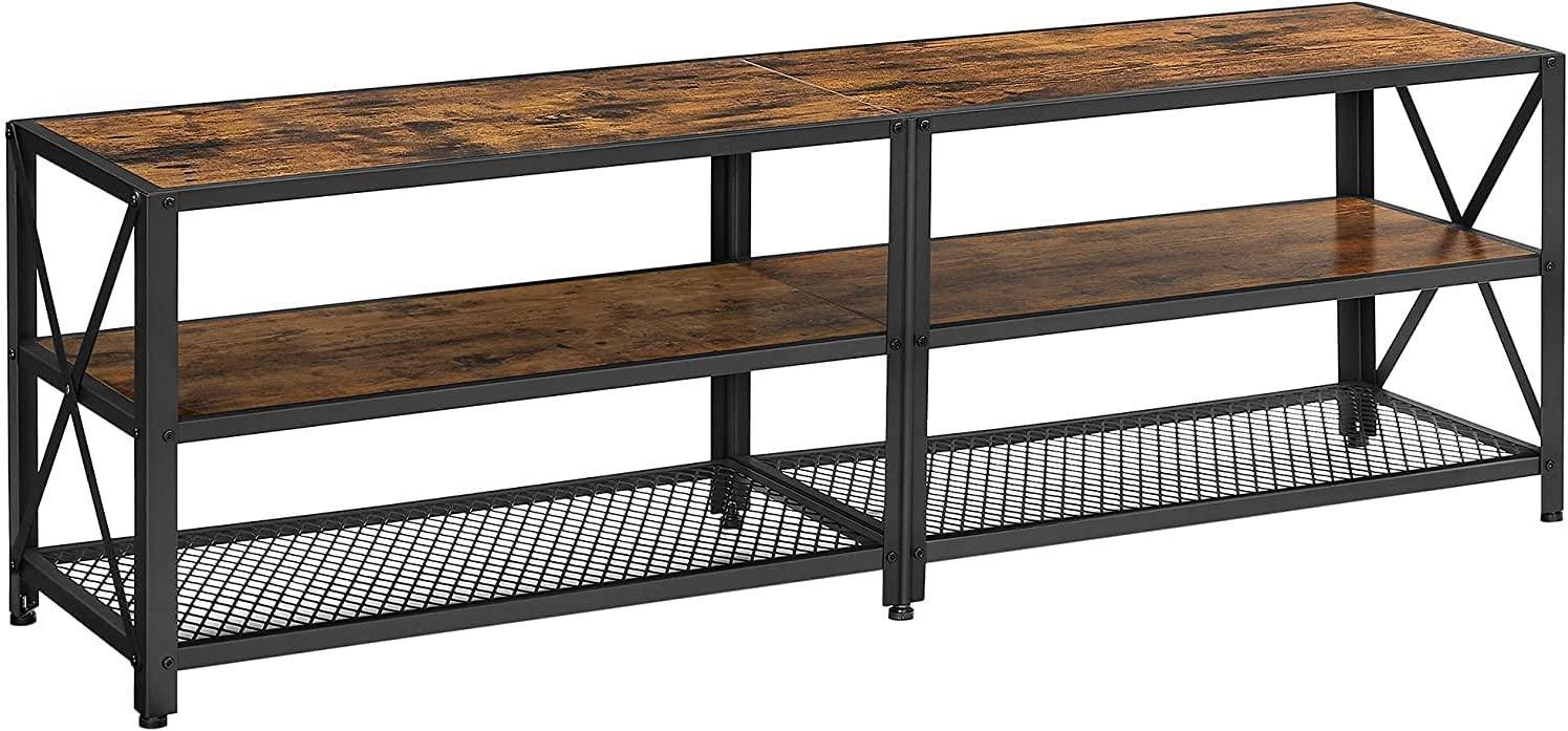 TV Stand for TV Steel Frame up to 178 cm with Shelves for Living Room